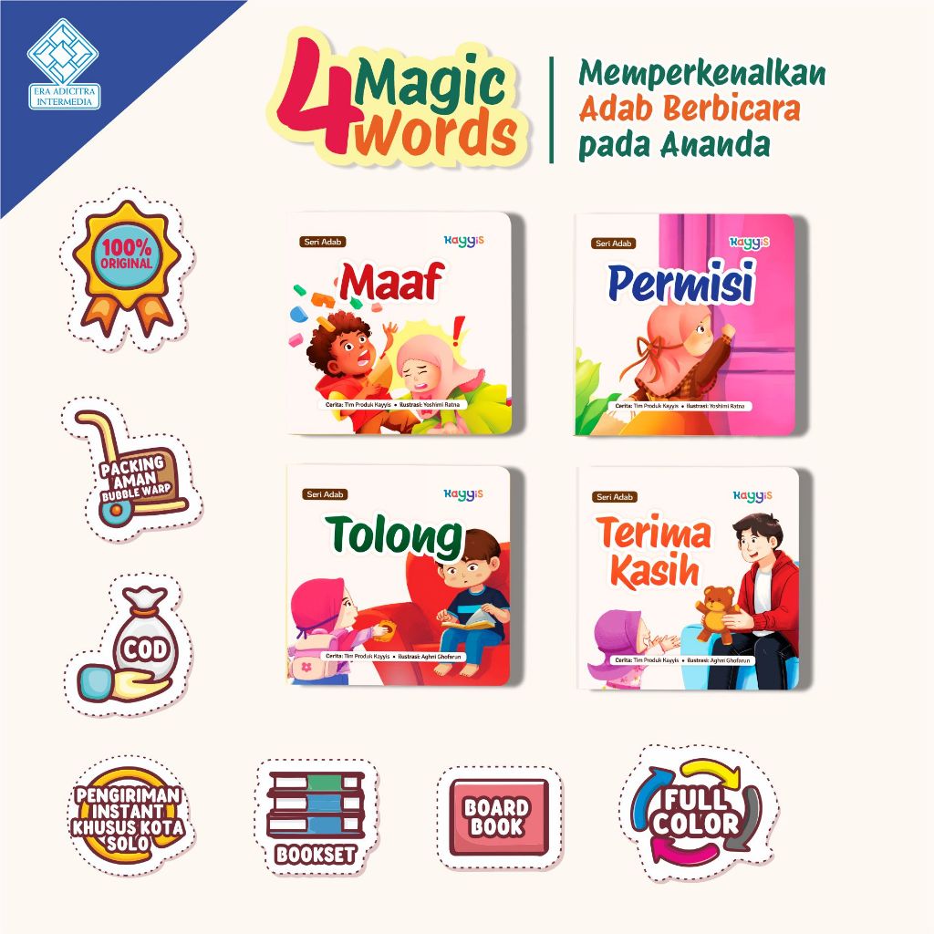 Jual Kayyis - Set Boardbook Buku Adab dan Akhlak Anak Muslim '4 Magic Words (Seri Adab ...