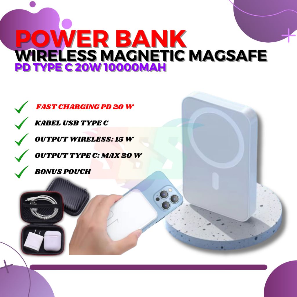 Jual Uvolt Power Bank 10000mAh Wireless Magnetic MagSafe PD Type C 20W ...
