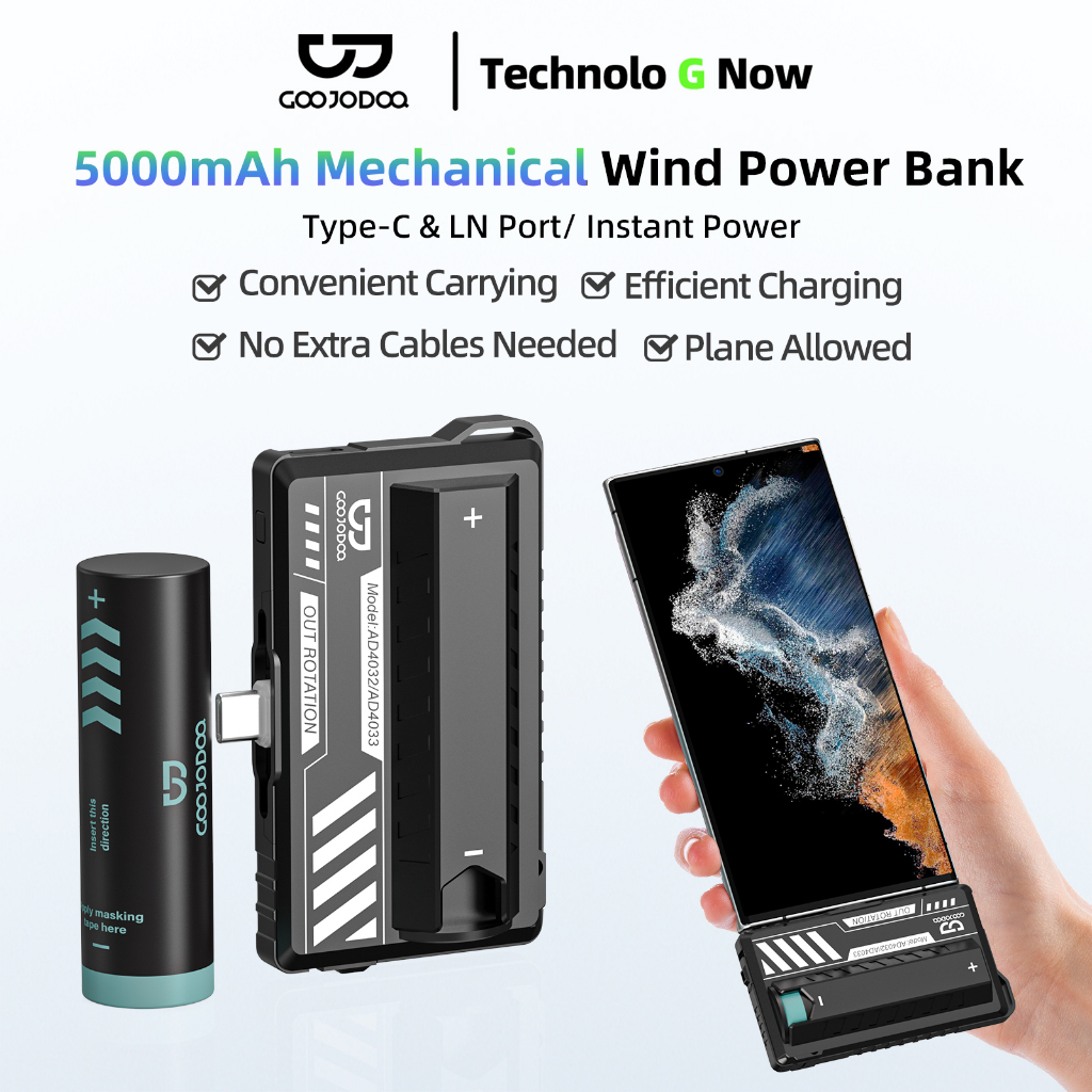 Jual Goojodoq 5000-10000mah Power Bank Typc-C +Lighiting Dual Head Portable Two Batteries Mecha ...