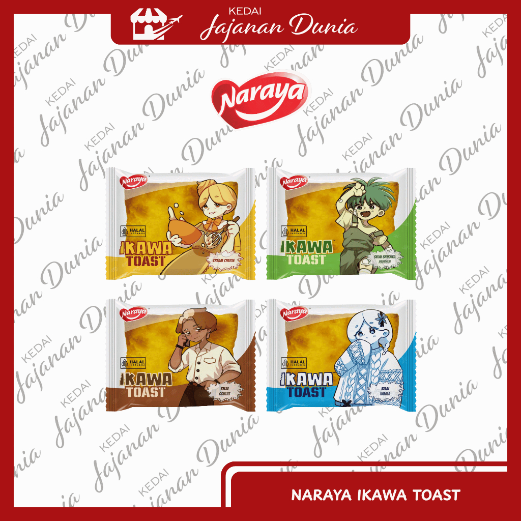 Jual Naraya Ikawa Toast 60gr Coklat Srikaya Pandan Keju Vanila | Roti ...