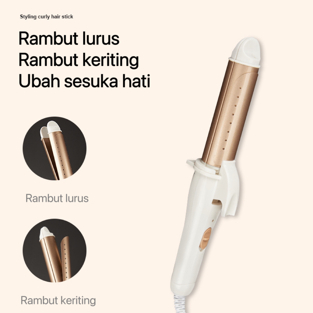 Jual Catokan Rambut/Tongkat rambut keriting 2in 1 Catok Lurus Keriting ...
