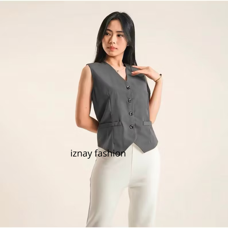 Jual IZNAY FASHION - Vest Outer V neck Tanpa Lengan Atasan Wanita ...