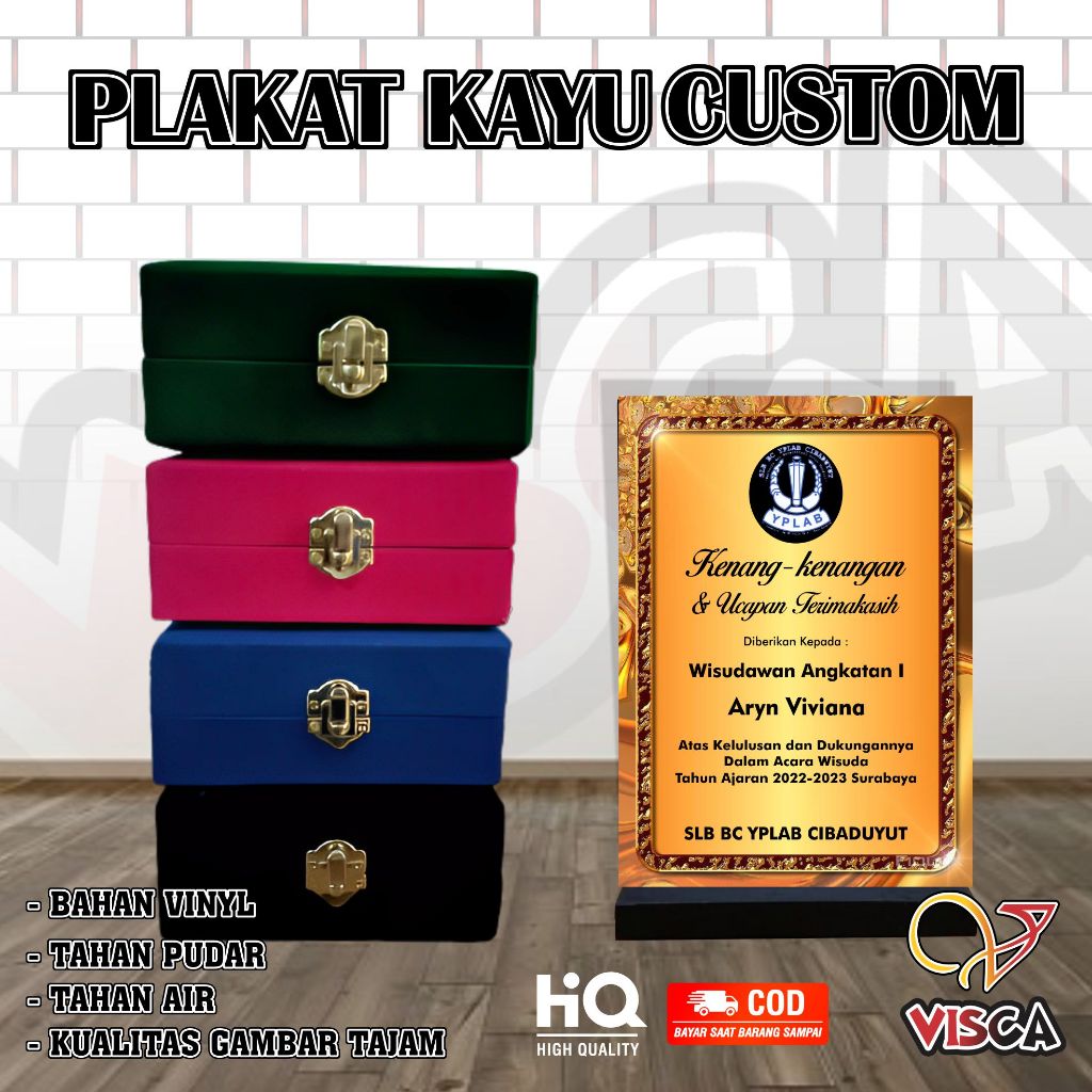 Jual Vandel Plakat Kayu Cinderamata pkalat kenangan plakat kayu kotak ...