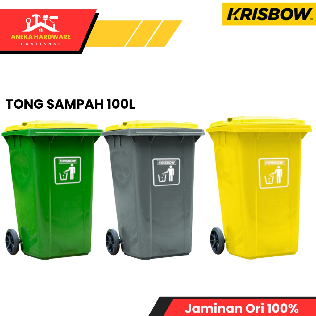 Jual Krisbow Tempat Sampah 100L Outdoor - Hijau/Kuning/AbuAbu Tong sampah/ Dustbin | Shopee ...