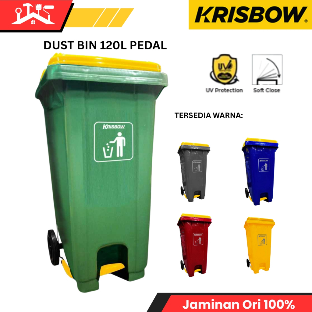 Jual Krisbow 120 ltr Tempat Sampah Plastik Pedal - Tong Sampah Wadah Pembuangan Alat Kebersihan ...