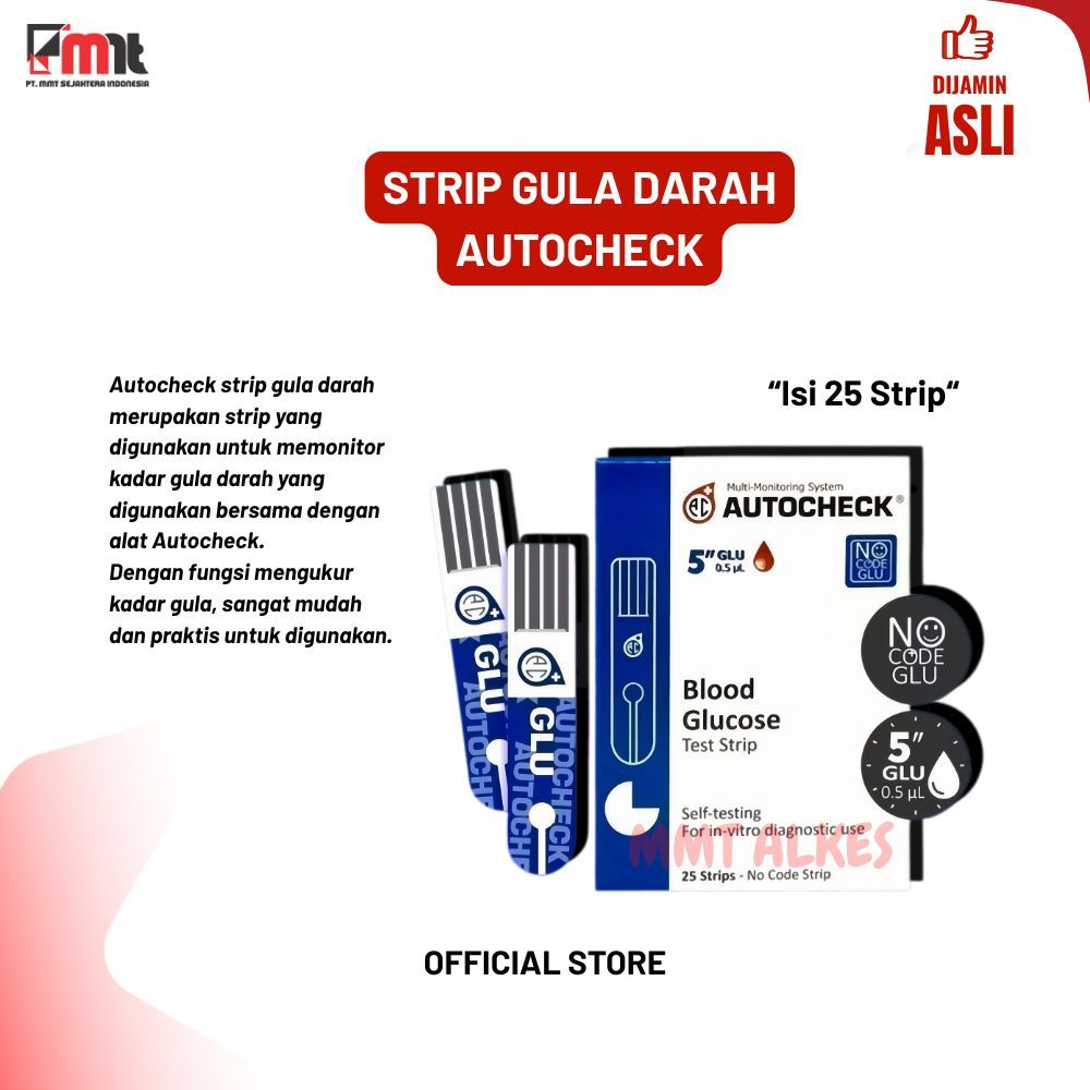 Jual STRIP AUTOCHECK BLOOD GLUCOSE STRIP STIK AUTOCHECK GULA DARAH 25 ...