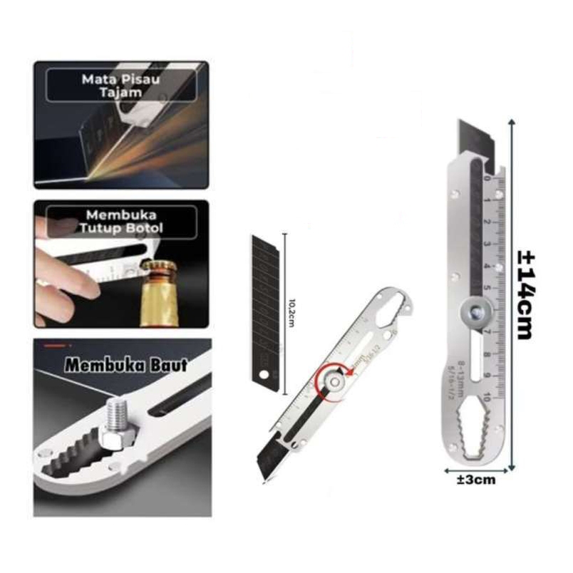 Jual PISAU CUTTER Stainless 9in1 Super Tajam Tahan Karat Pisau Cutter ...