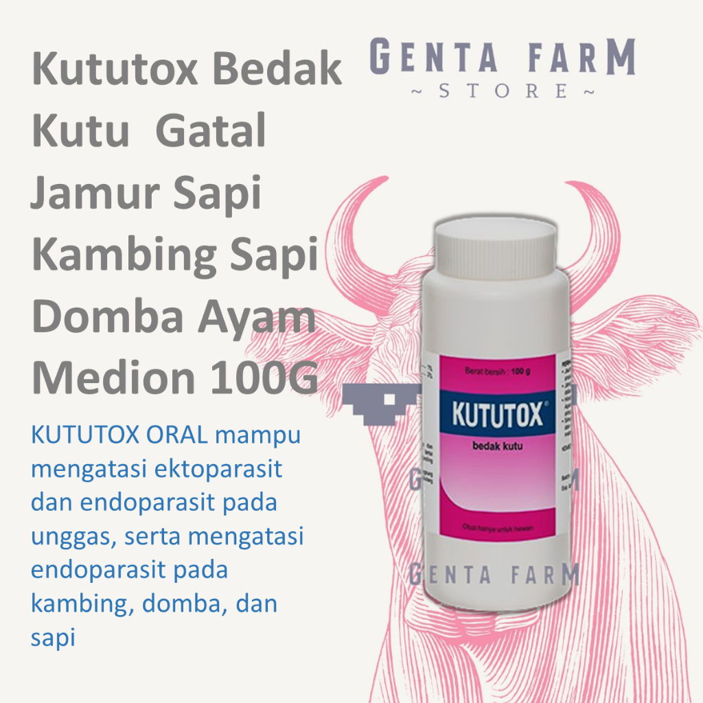 Jual Kututox Bedak Kutu Gatal Jamur Sapi Kambing Sapi Domba Ayam Medion ...