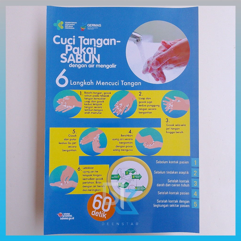 Jual Poster Cuci Tangan Pakai Sabun Nakes, Poster 6 Langkah Cuci Tangan ...