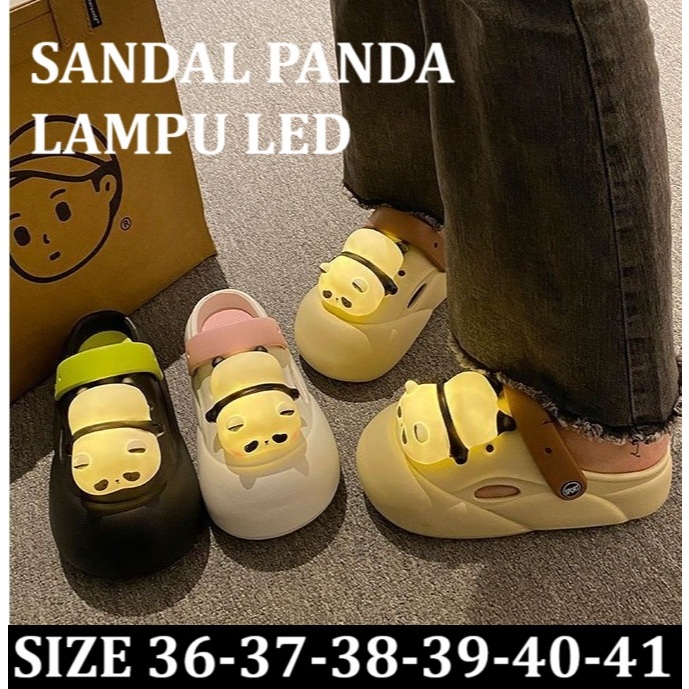 Jual 2025 Sandal Crocs Croc Panda Lampu LED original import super cute ...