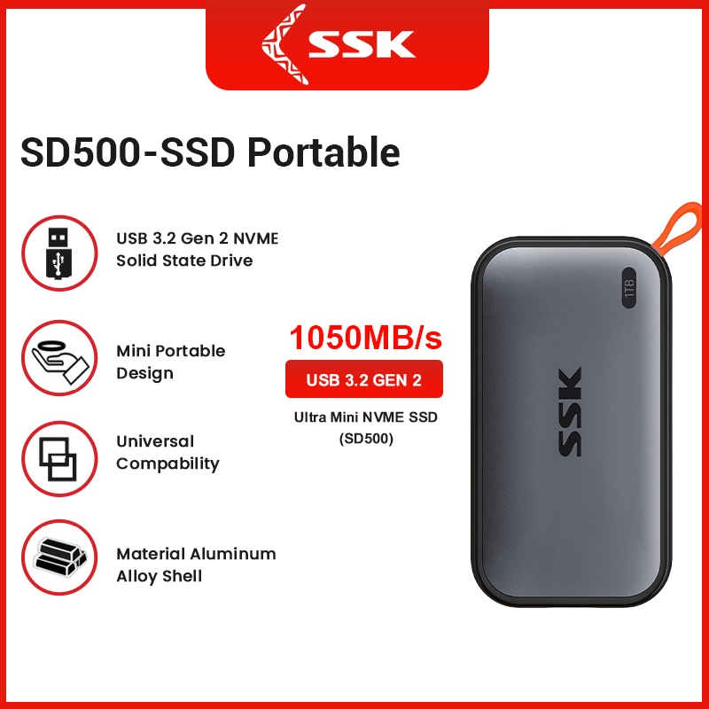 Jual SSK SD500 Portable SSD 1TB External SSD USB 3.2 Gen2 | Shopee Indonesia
