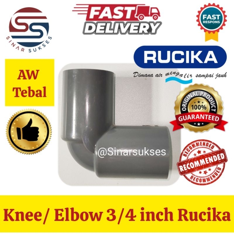 Jual Knee/ Elbow 3/4 inch AW Rucika/ Elbow Pipa PVC Kuat/ Elbo 3/4 inch ...