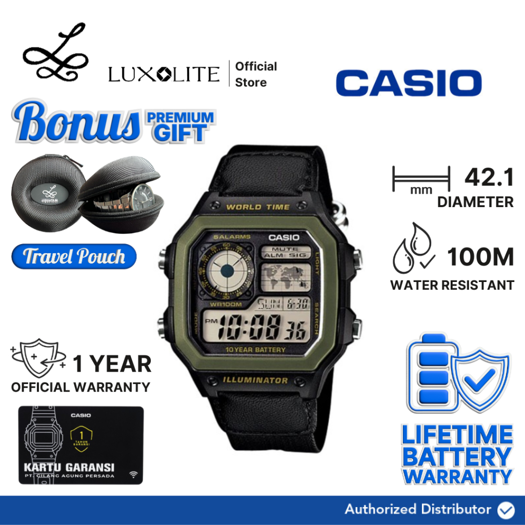 Jual [Luxolite] CASIO Jam Tangan Pria Digital AE-1200WHB-1BVDF AE-1200WHB-1B AE 1200WHB 1BVDF ...