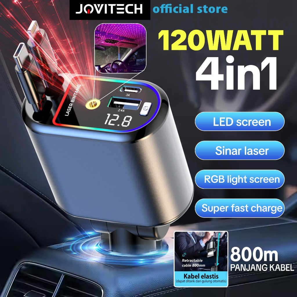 Jual (TERBARU) Jovitech CC30 Car Charger RGB Laser Bintang Colokan ...