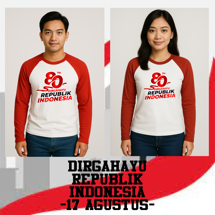 Jual BOSS88 KAOS BAJU RAGLAN LENGAN PANJANG MERAH PUTIH 17 AGUSTUS 1945 TAHUN 80 DIRGAHAYU ...