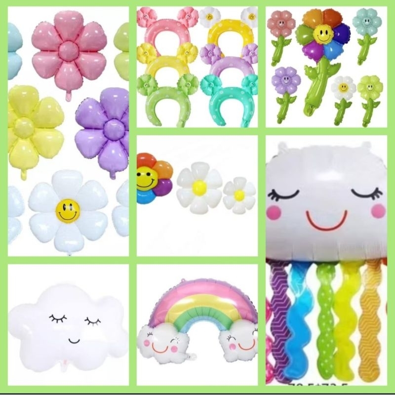 Jual Balon foil bunga daisy putih/daisy warna/foil pelangi smile/bando ...