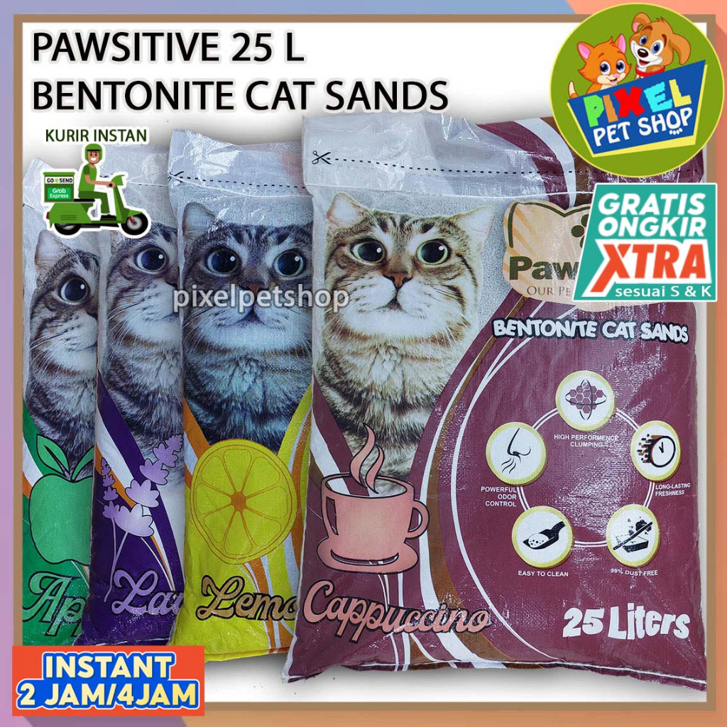 Jual PAWSITIVE Pasir kucing 25 L liter, Pasir Kucing Gumpal Wangi ...
