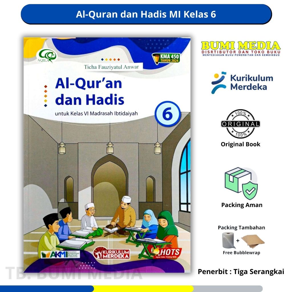 Jual Buku Al-Qur'an dan Hadis untuk MI Kelas 6 Tiga Serangkai Aqila Kurikulum Merdeka | Shopee ...