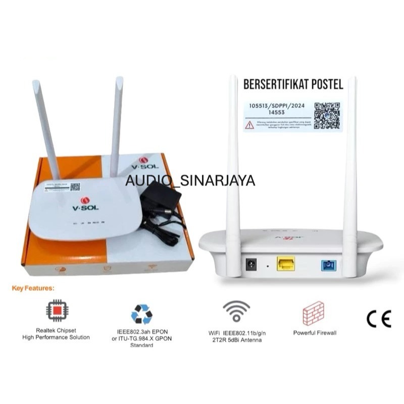 Jual ROUTER VSOL V2801RGW Bersertifikat POSTEL ONU XPON V 2801 RGW ...