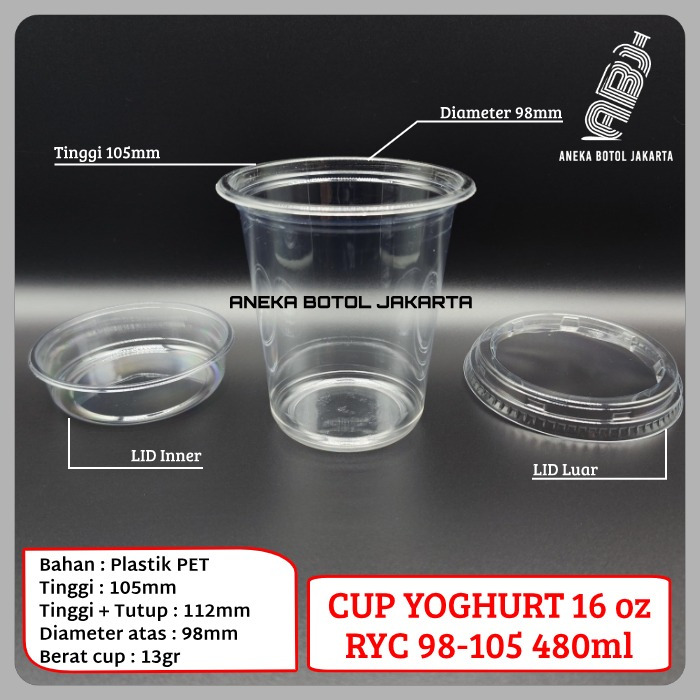 Jual Cup yoghurt RYC 16oz D98-105 / Cup puding 480ml | Shopee Indonesia