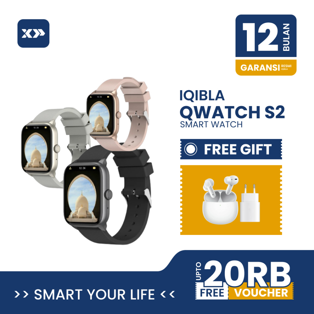 Jual iQibla QWatch S2 1.83 Inch Quran Watch Bluetooth Phone Calls Original | Shopee Indonesia