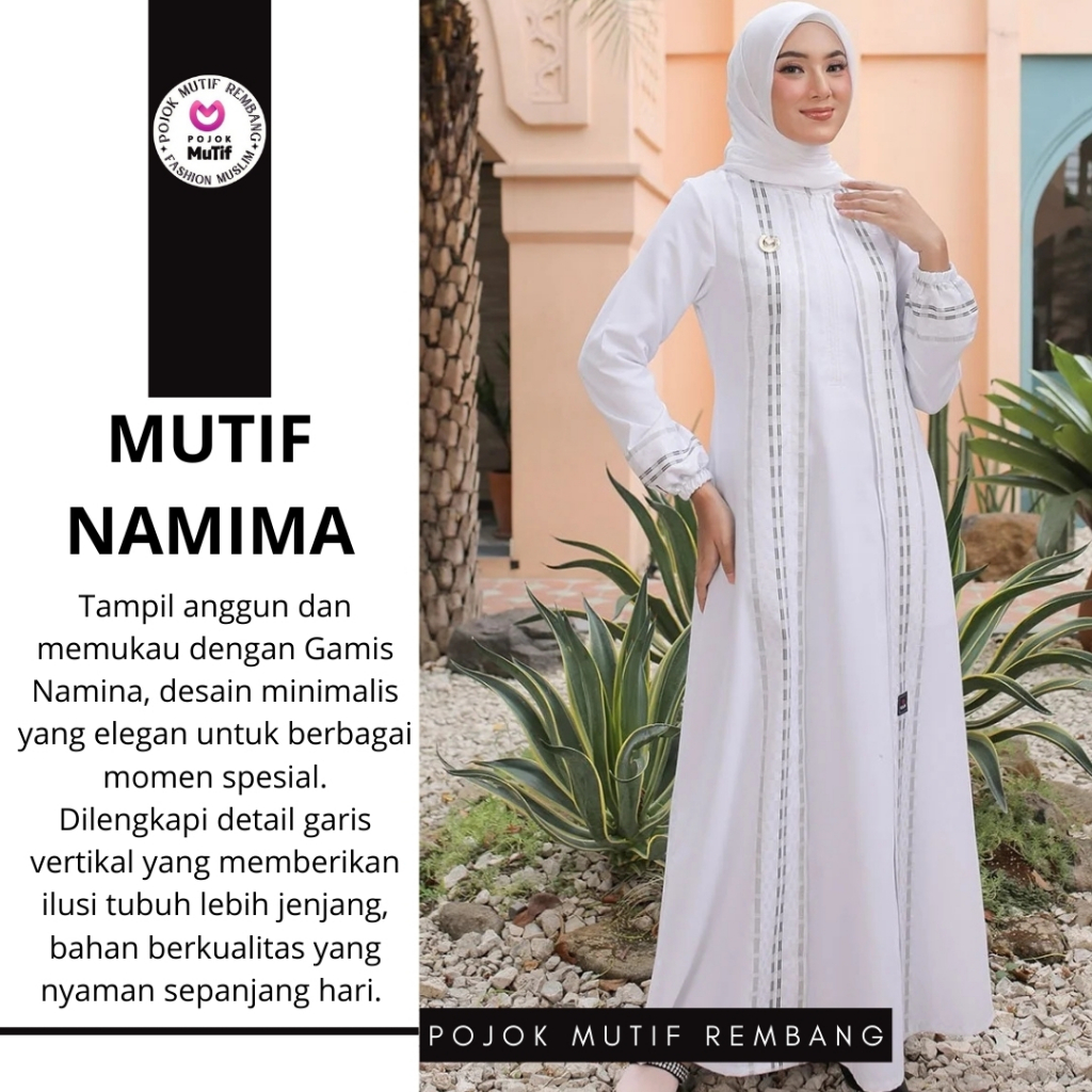 Jual MUTIF NAMIMA WHINTER WHITE - BAJU GAMIS MUSLIMAH PUTIH ELEGANT ...