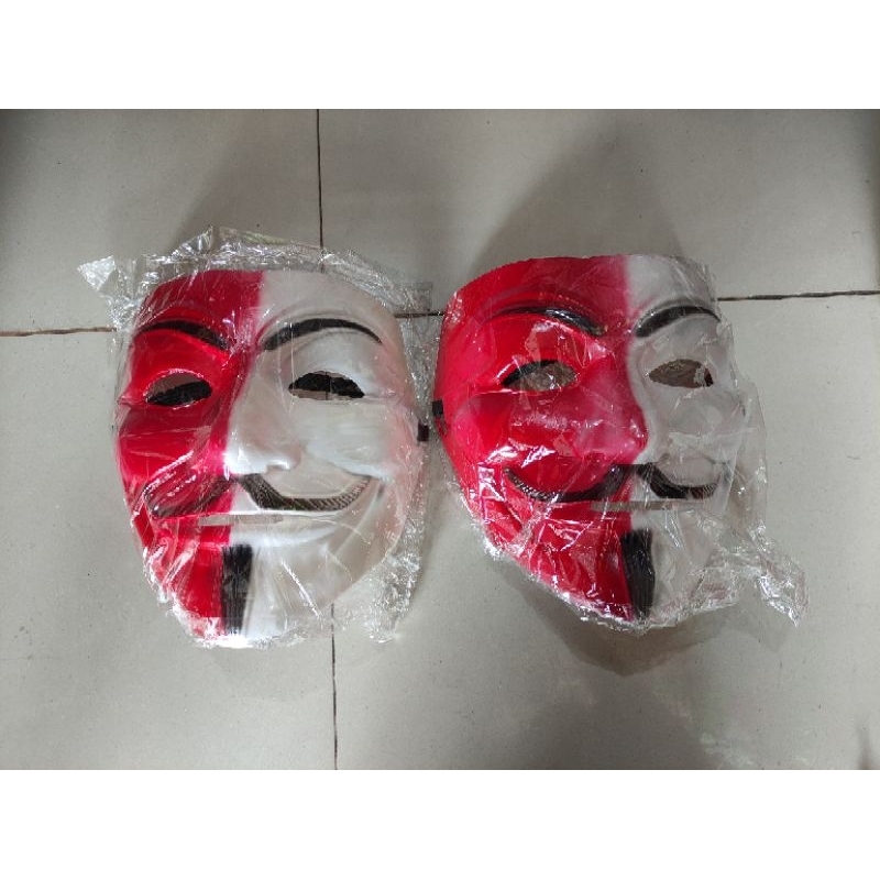 Jual 12pc Topeng omnimis merah putih, topeng pandeta merah putih ...