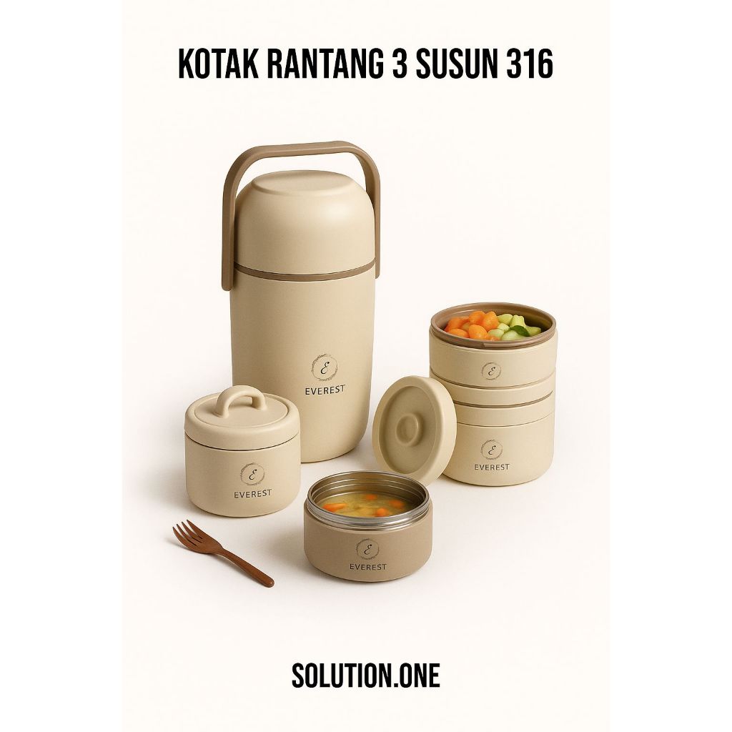 Jual S1 Kotak Rantang 3 Susun 316L // Lunchbox 316L Premium // Bento ...