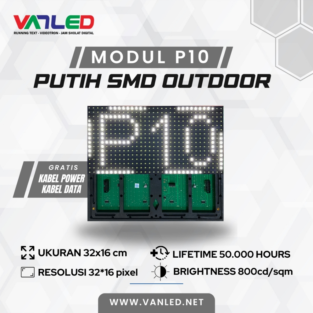 Jual Panel Modul Module Running Text P10 Outdoor SMD Putih | Shopee ...
