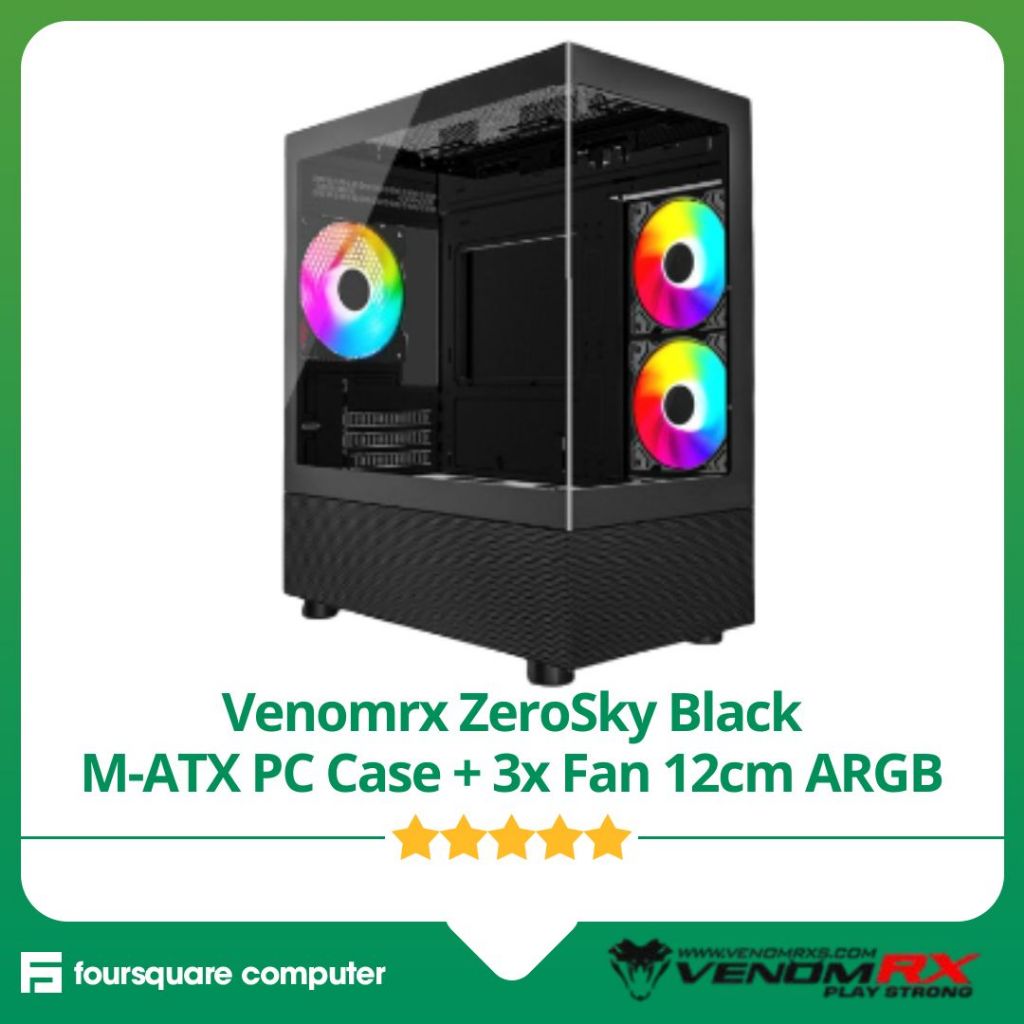 Jual VenomRX ZeroSky Black M-ATX PC Case Casing + 3x Fan 12cm ARGB | Shopee Indonesia