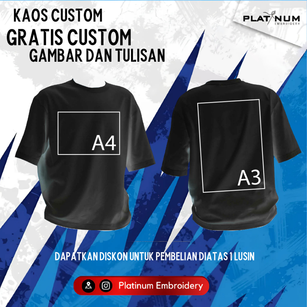 Jual Kaos Custom Sablon Satuan – Bahan Tebal Combed 24s Premium (Cetak 2 Sisi) | Shopee Indonesia