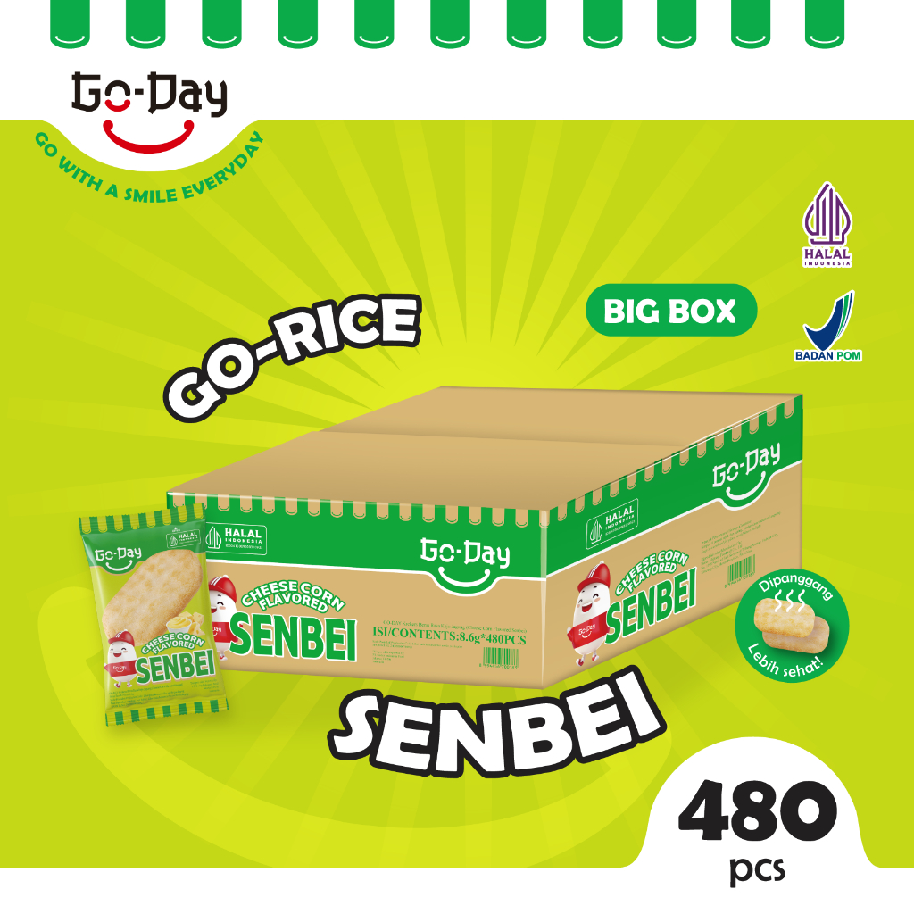 Jual Go-Day Go-Rice Krekers Beras Rasa Keju Jagung 1 Dus Isi 480 Pcs ...