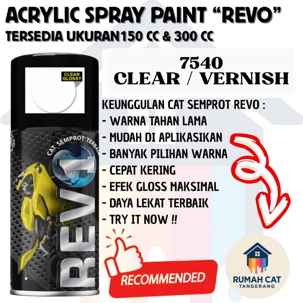 Jual Cat Semprot Akrilik Premium Revo Clear 7540/Clear Mengkilap ...