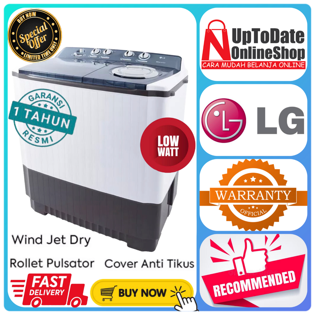 Jual MESIN CUCI LG P1000RT P1000RTM TWIN TUB LG 10KG SUPER ROLLER JET ...