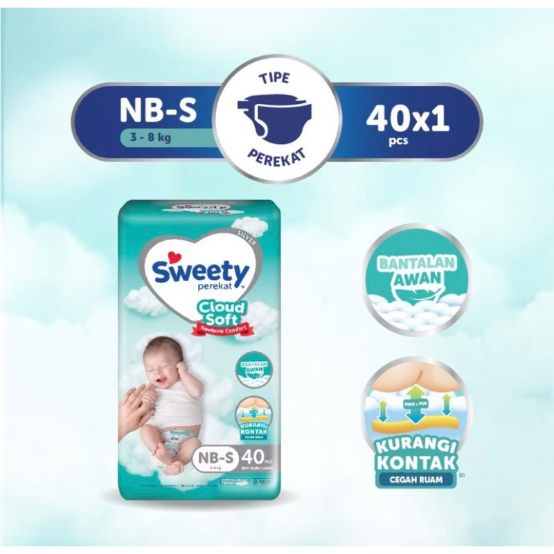 Jual Pampers Sweety Cloud Soft Silver Diapers Popok Bayi Perekat NB/S ...