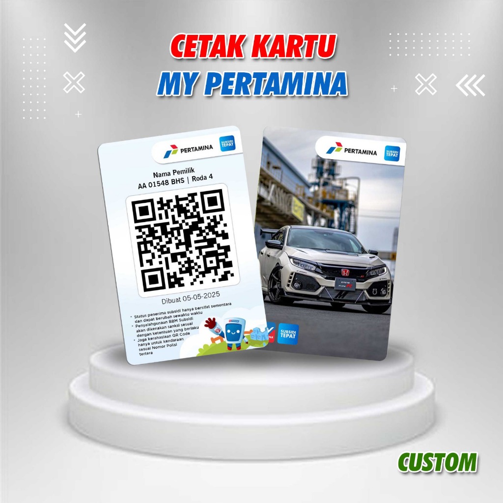 Jual Cetak id card kartu my pertamina print barcode my pertamina bahan ...