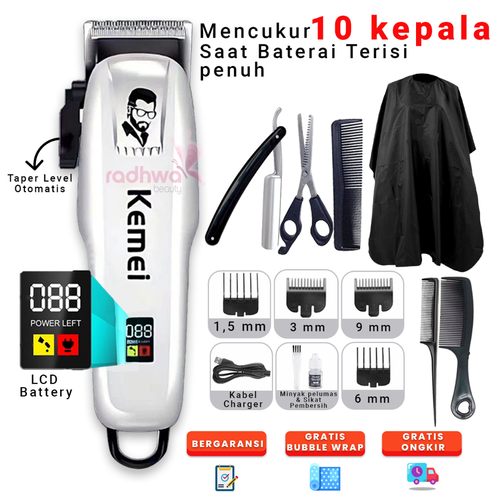 Jual Alat Mesin Cukur Rambut Elektrik Cas Kemei Original pencukur ...