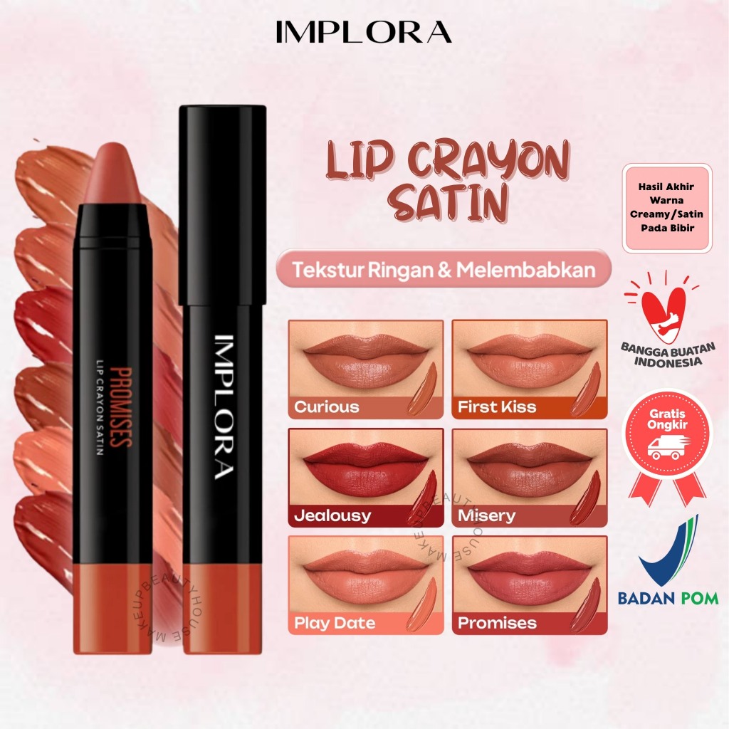 Jual IMPLORA Lip Crayon Satin 3.5gr | Lipstick | Lip Cream | Lip Crayon ...