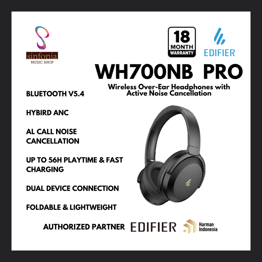 Jual EDIFIER WH700NB Pro Wireless Over-Ear Headphones with Active Noise ...