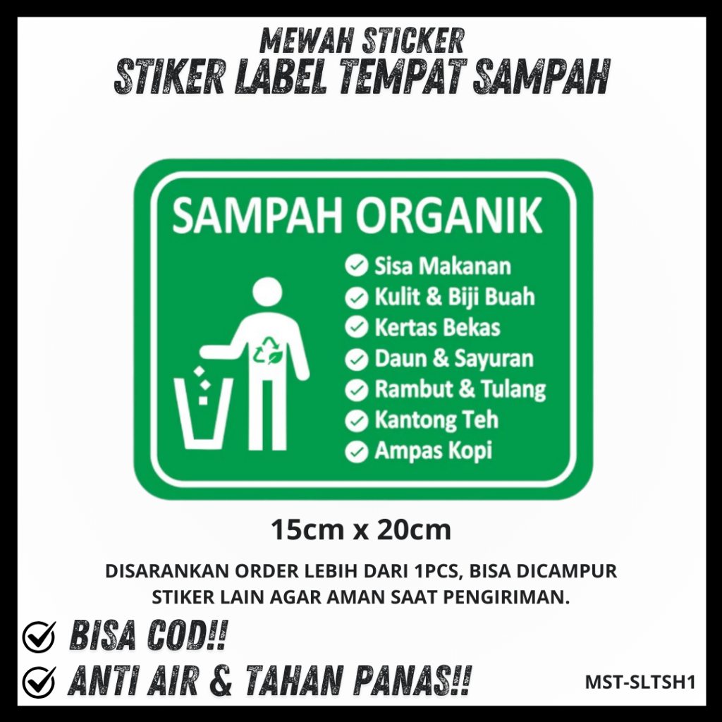 Jual Stiker Label Tempat Sampah, Stiker Sampah Organik, Stiker Sampah ...