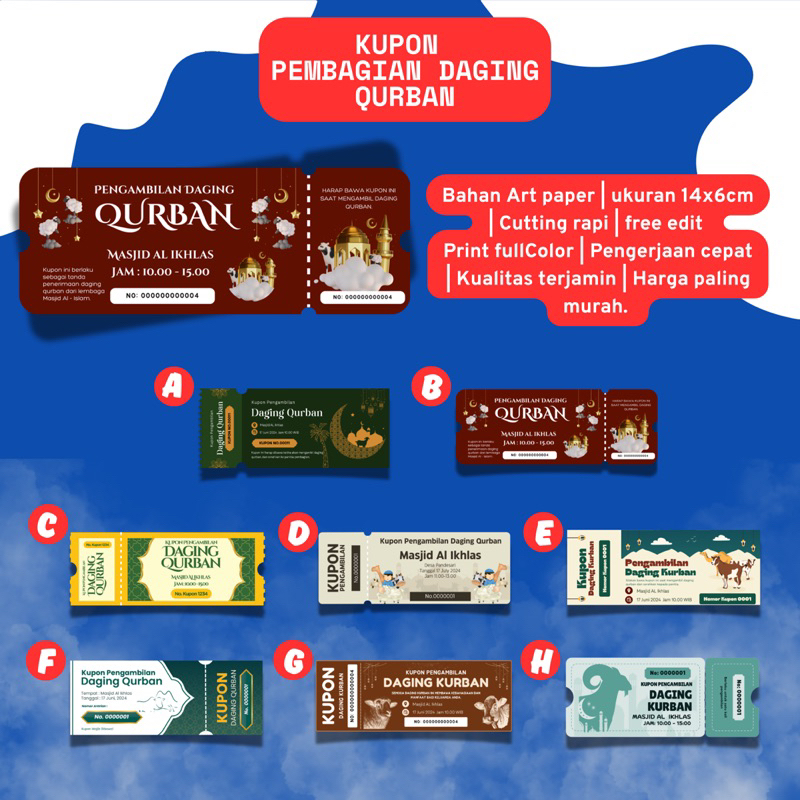 Jual Kartu Kupon Idul Adha Premium | Kupon Qurban | Kupon Daging Idul adha | Kupon pengambilan ...