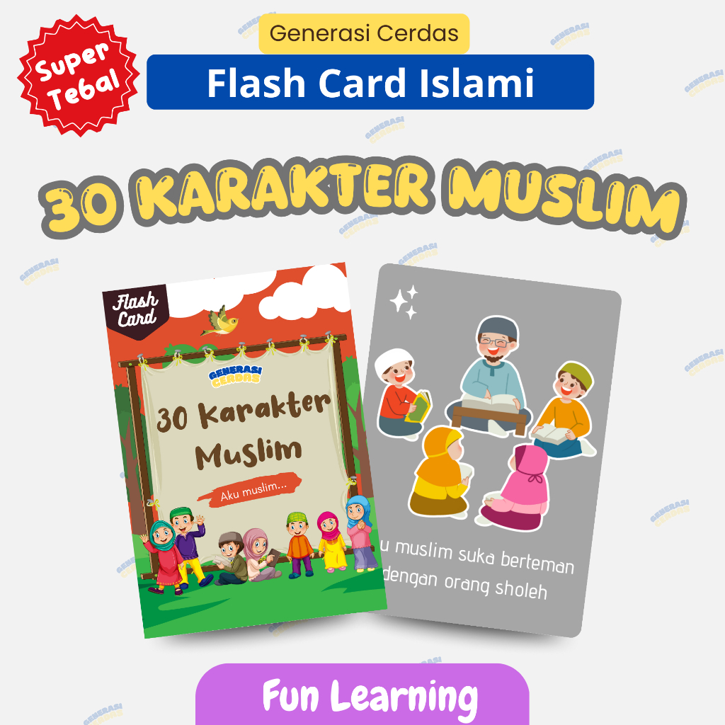 Jual Flash Card Islami 30 Karakter Muslim - Mainan Edukatif 30 Card ...
