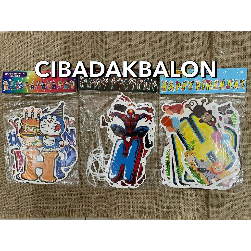 Jual Banner Happy Birthday HBD Karakter / Banner Ulang Tahun Karakter ...