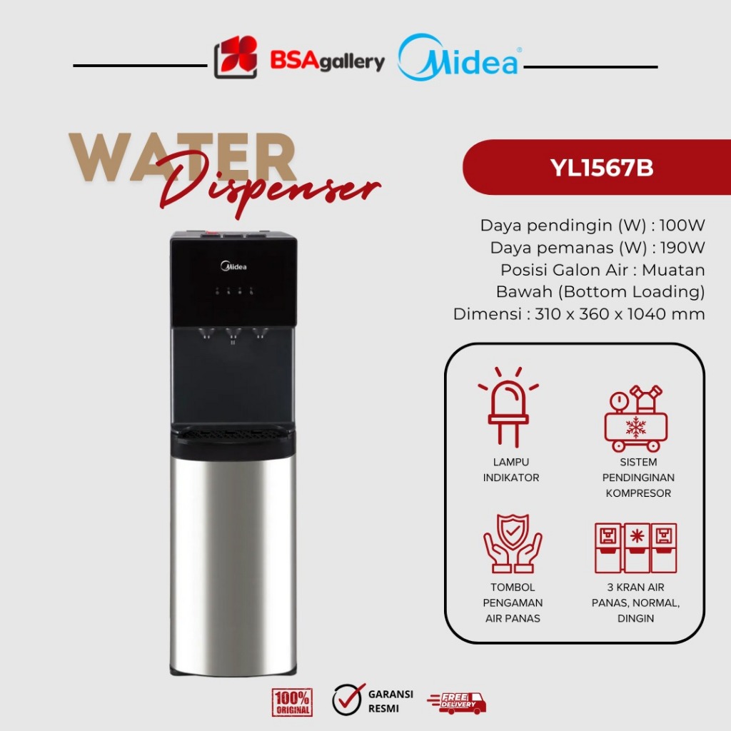 Jual Midea Dispenser Galon Bawah Bottom Loading Compressor Cooling ...