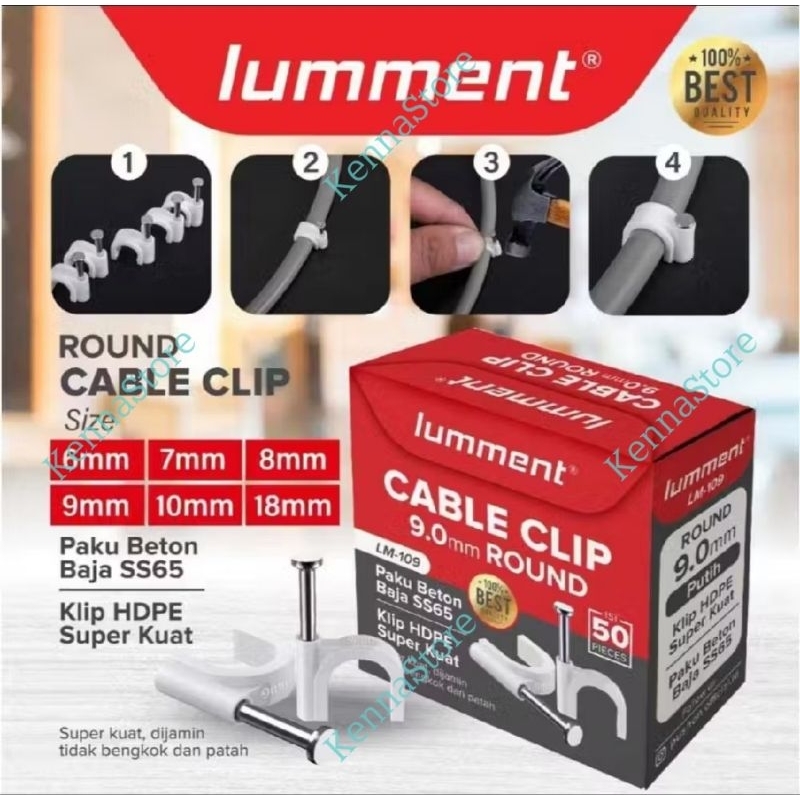 Jual Klem Kabel Paku Beton 9 mm merk Lumment 1 Box isi 50 pcs | Shopee ...