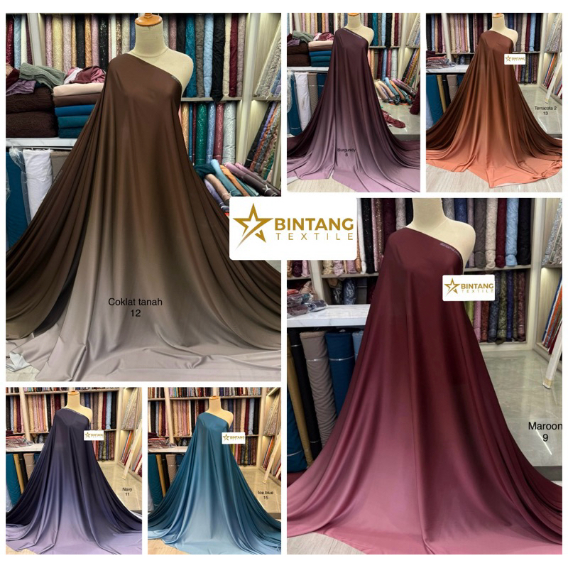 Jual kain Satin ARMANY SILK OMBRE Gradasi premium / bahan furing ...