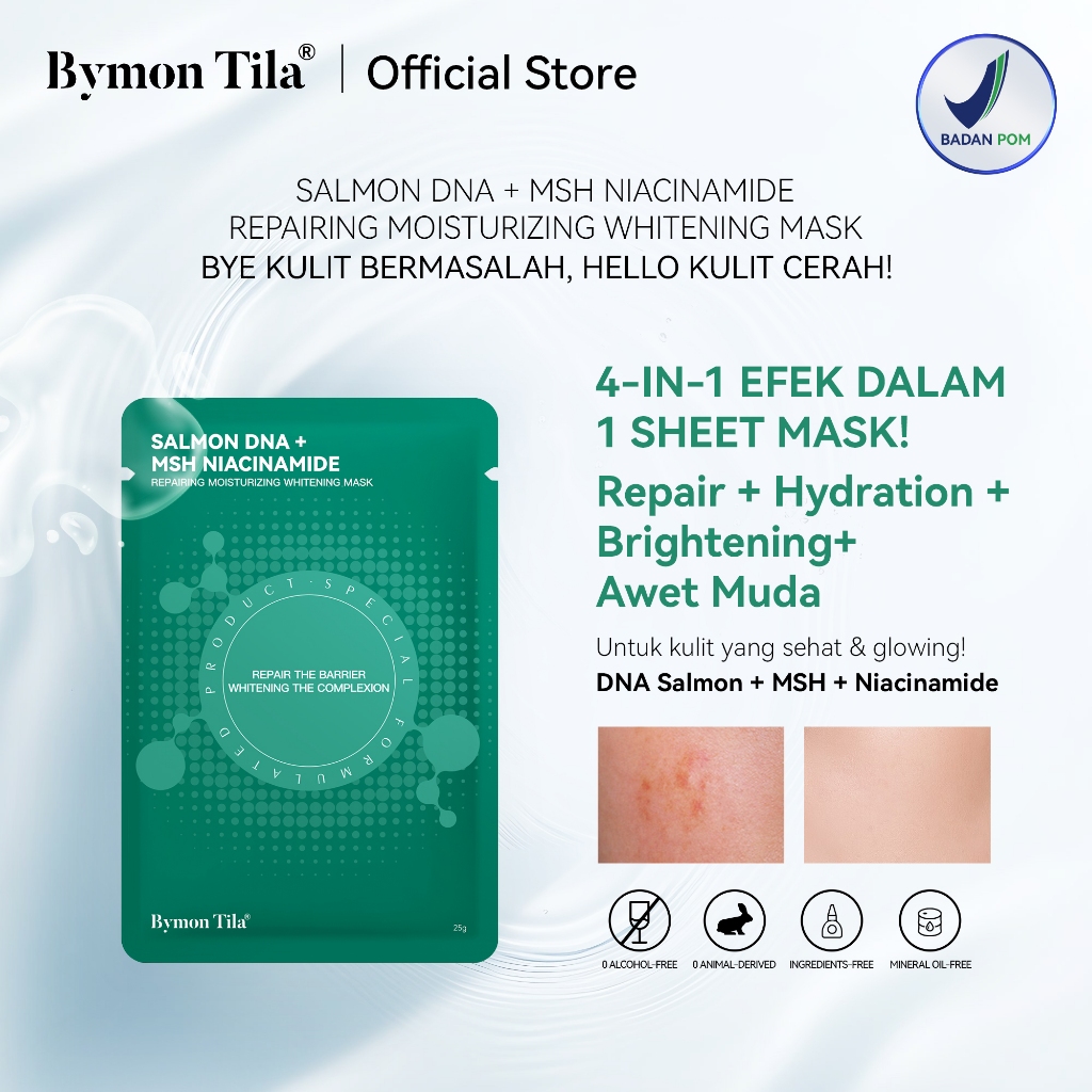 Jual BymonTila 25g Whitening Repair Mask Salmon DNA + Niacinamide Wajah ...