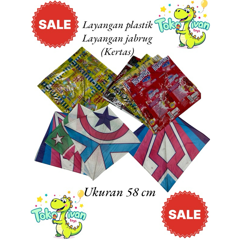 Jual Grosir Layang-Layang Plastik & kertas 100 pcs dan 50 pcs ukuran ...