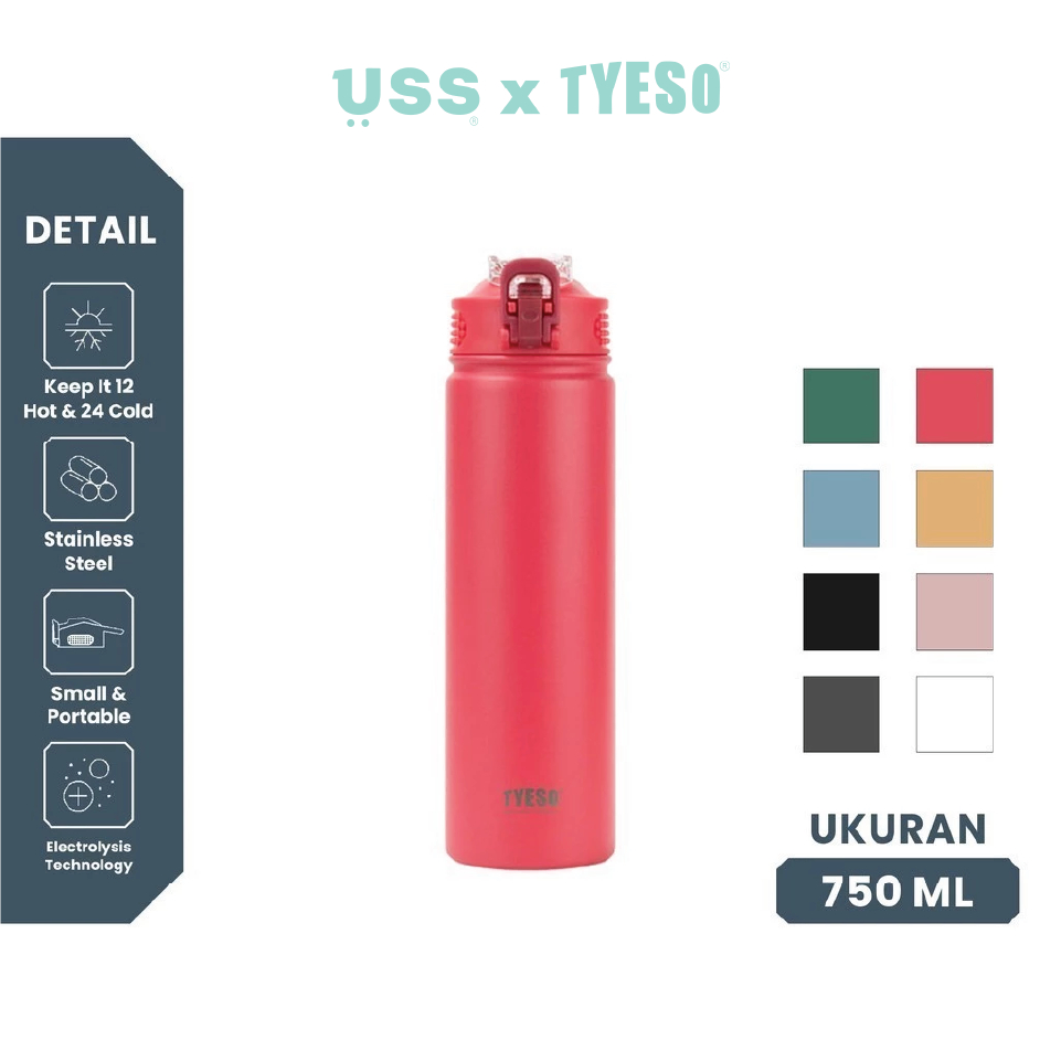 Jual USS x Tyeso Tumbler Botol Minum 750ml TS-8771C Stainless Steel Anti Tumpah Double Vacuum ...
