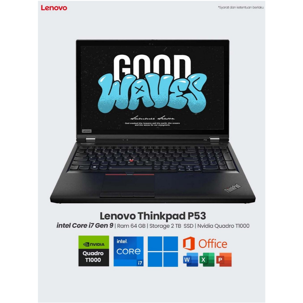 Jual Laptop Workstation Gaming Lenovo Thinkpad P53 Core i7 Gen 9 Ram 64 ...